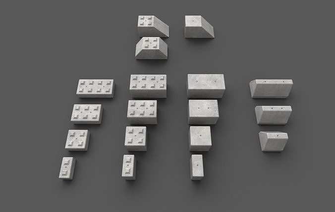 3D model Modular concrete building blocks VR / AR / low-poly | CGTrader