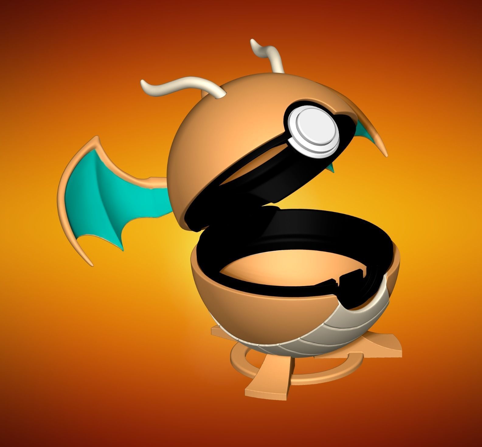 Pokeball Dragonite Functional Pokemon 3D model 3D printable | CGTrader