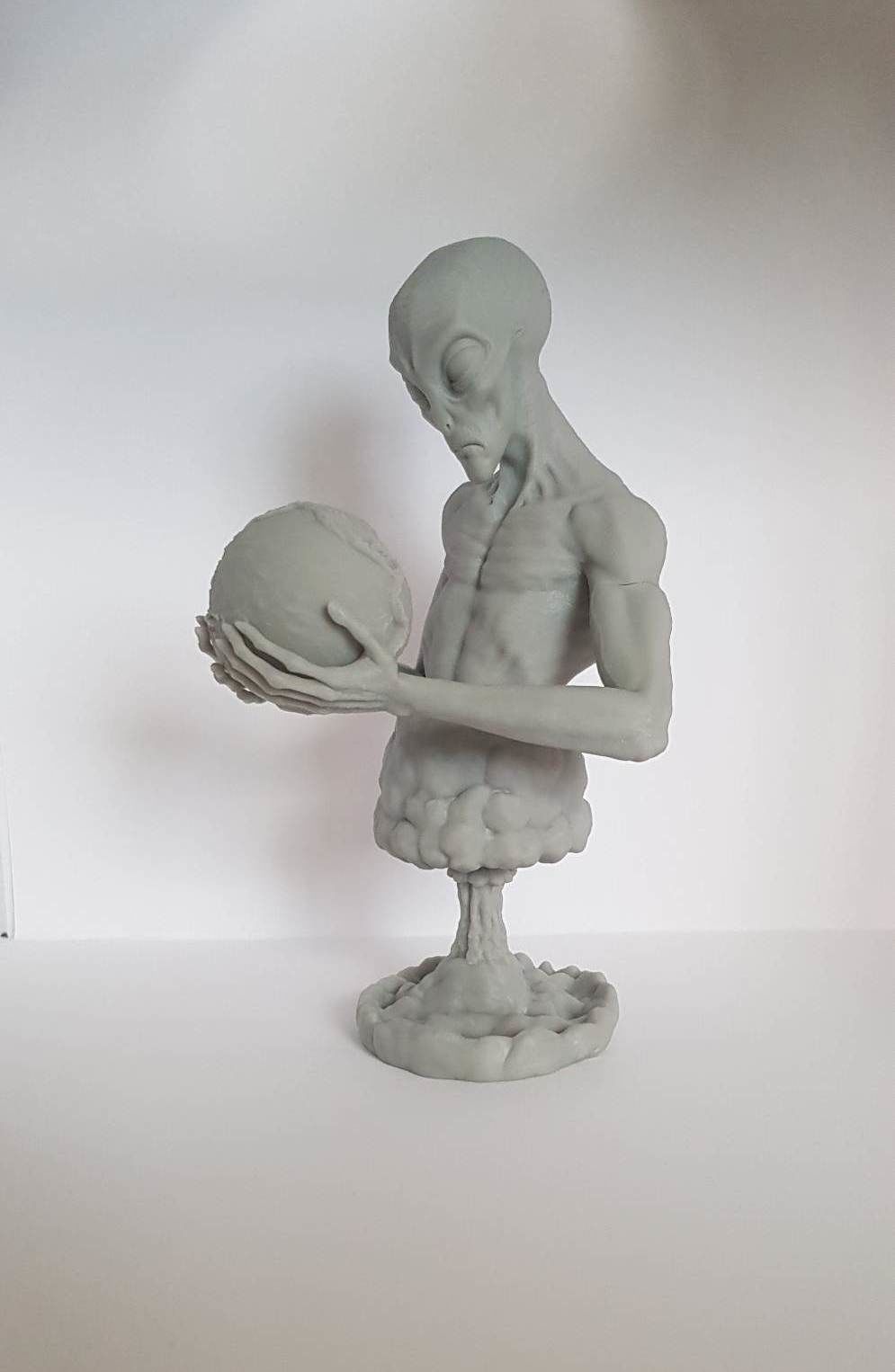 Grey Alien holding Earth 3d Bust for printing 3D model 3D printable ...