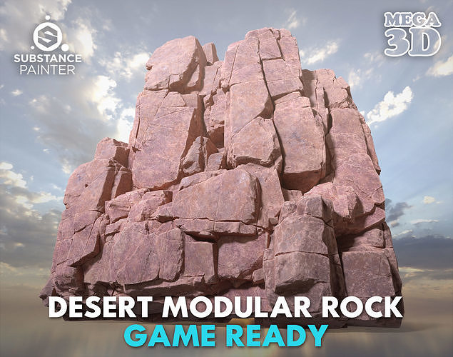 3D model Low poly Desert Modular Rock 230426 VR / AR / low-poly | CGTrader
