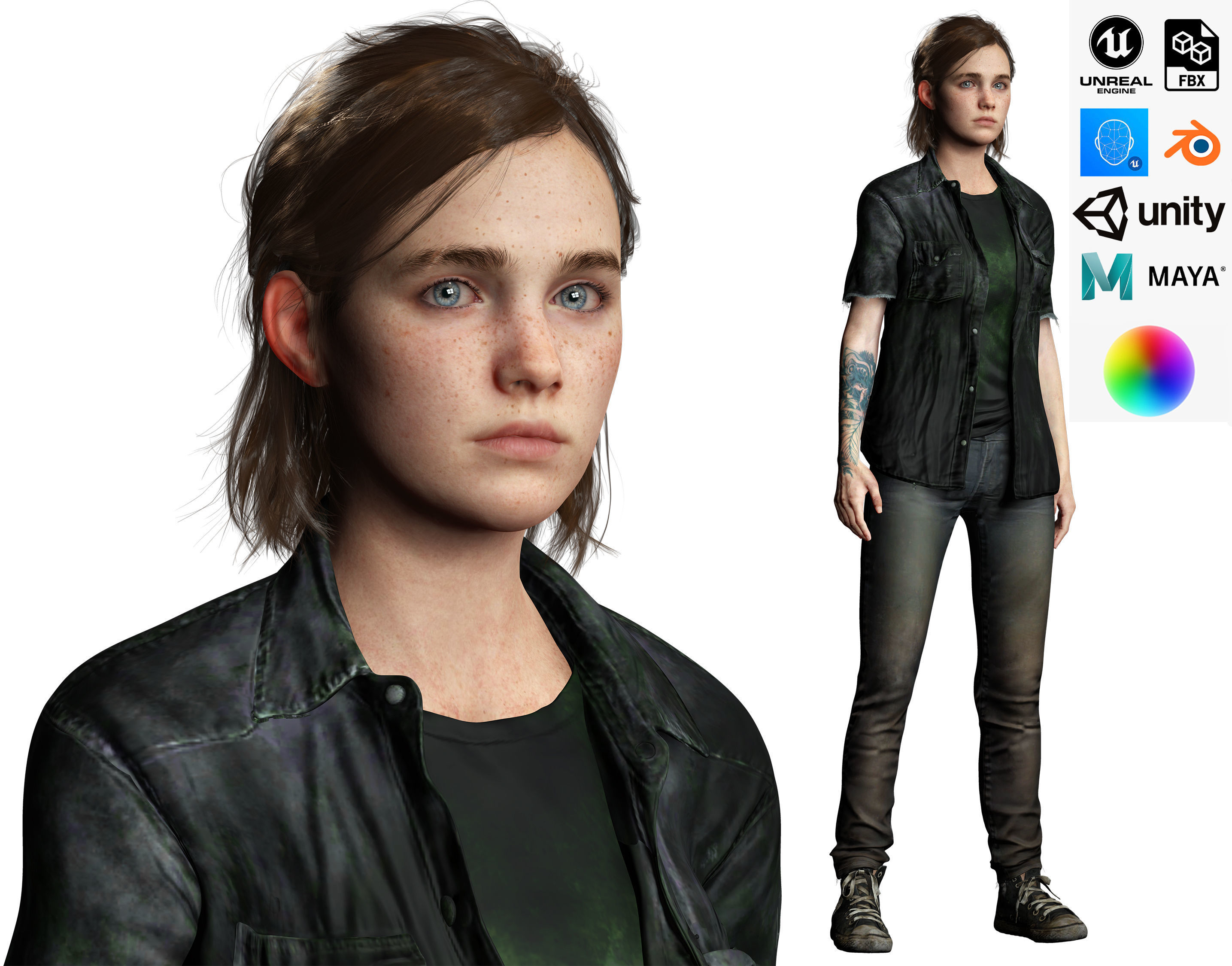 3D model Ellie Last Of Us Full Rigged Ready VR / AR / low-poly | CGTrader