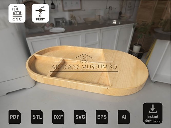 Free Serving tray V3 Files for CNC and 3D Printer DXF STL free 3D model 3D printable | CGTrader