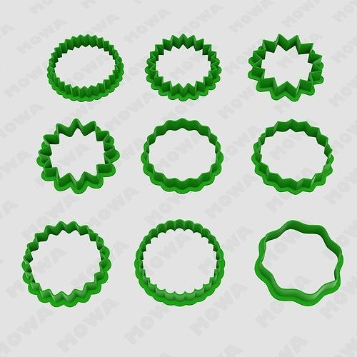 Fluted round cookie cutters set 9 PCS 3D model 3D printable | CGTrader