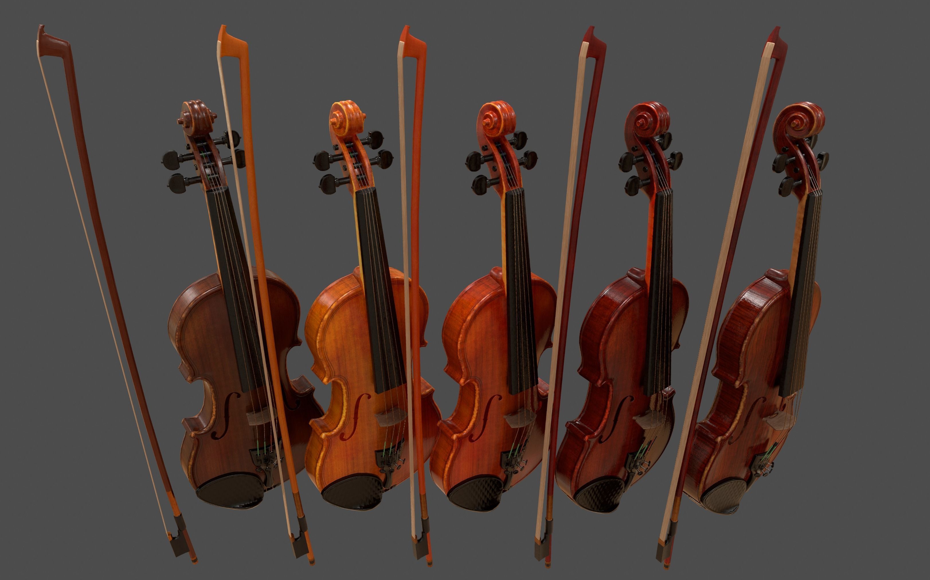 3D model Violin and Bow - Low Poly VR / AR / low-poly | CGTrader