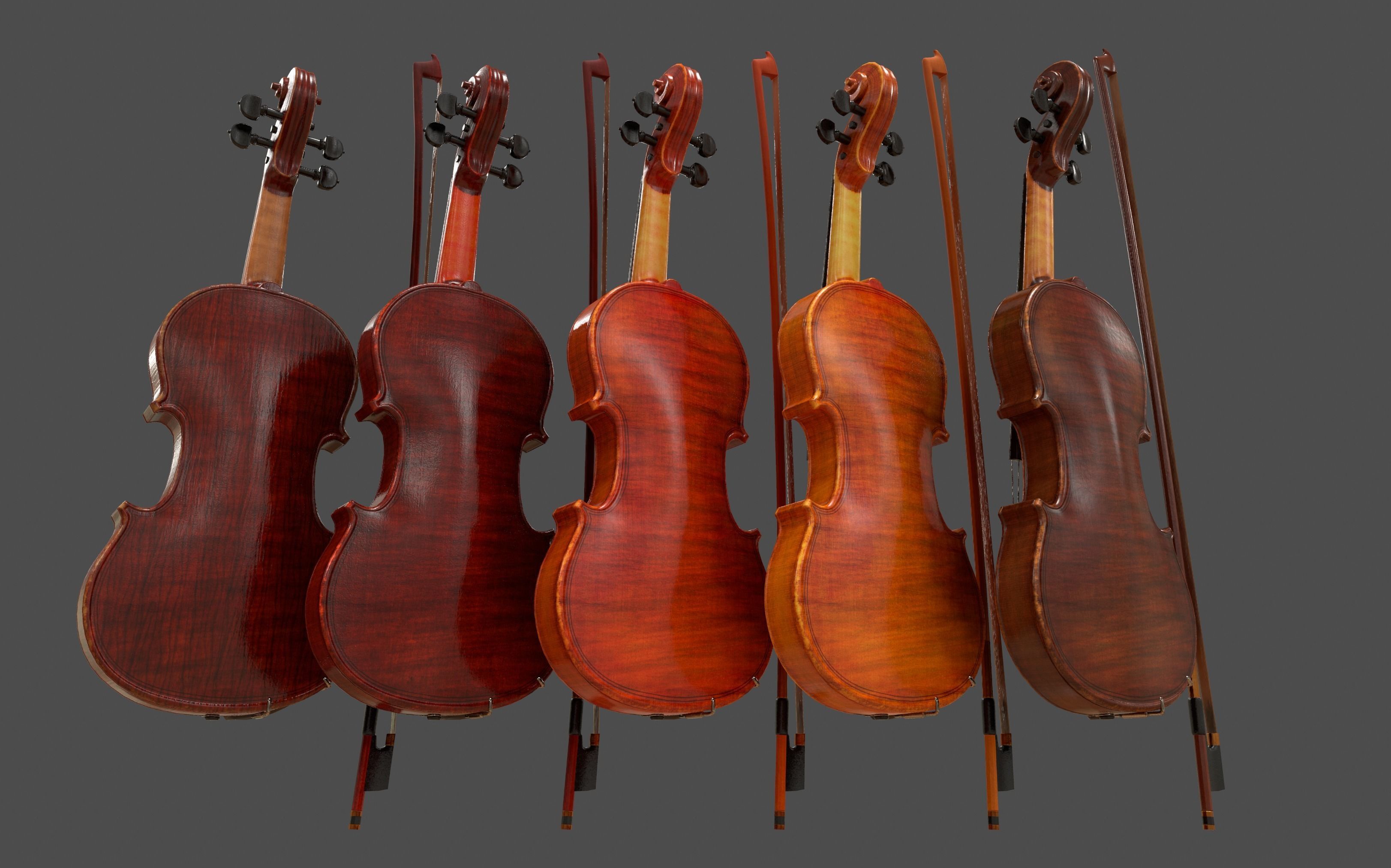 3D model Violin and Bow - Low Poly VR / AR / low-poly | CGTrader
