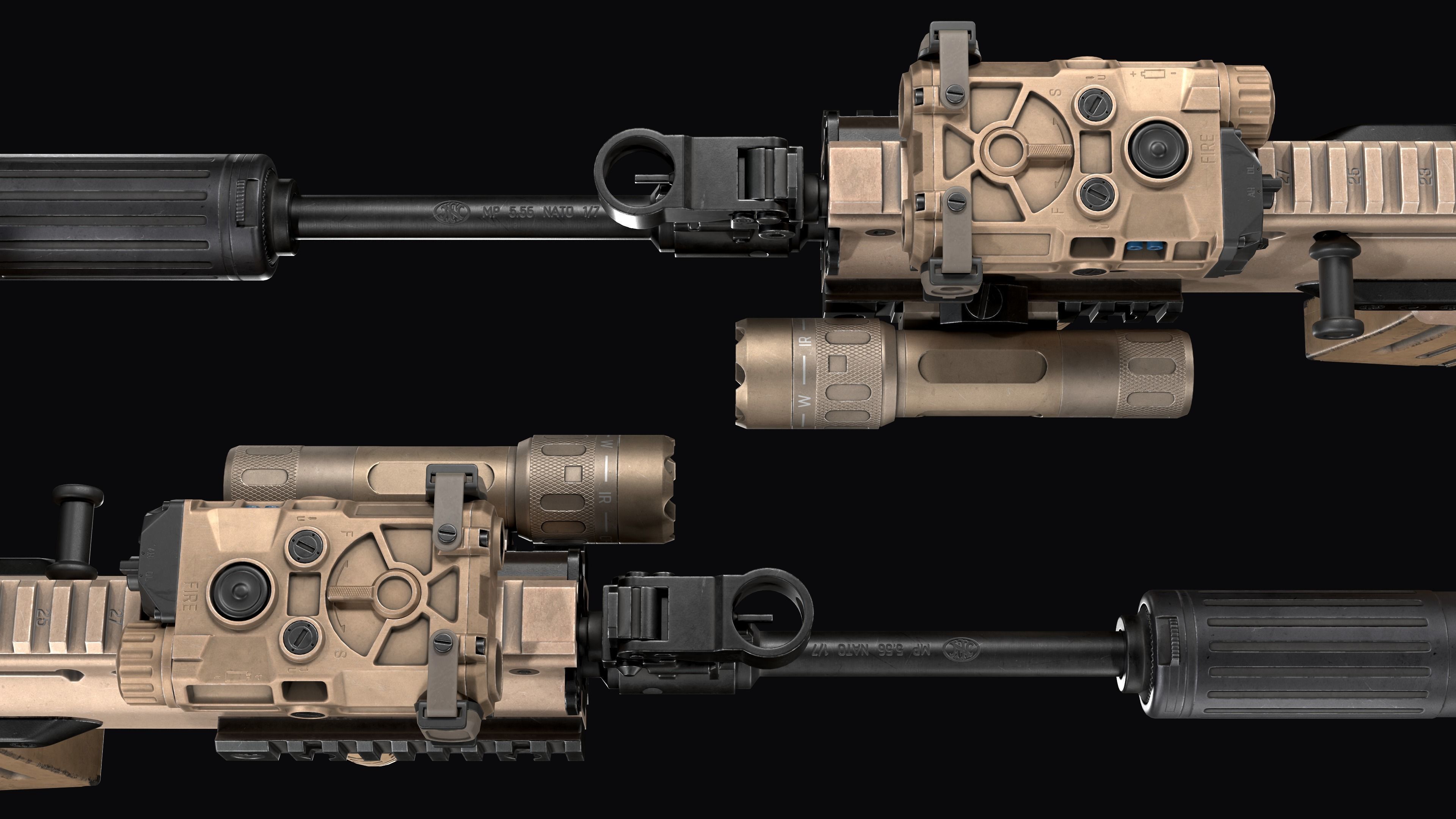 3D model Tactical modular assault rifle FN SCAR-L mk 16 VR / AR / low ...