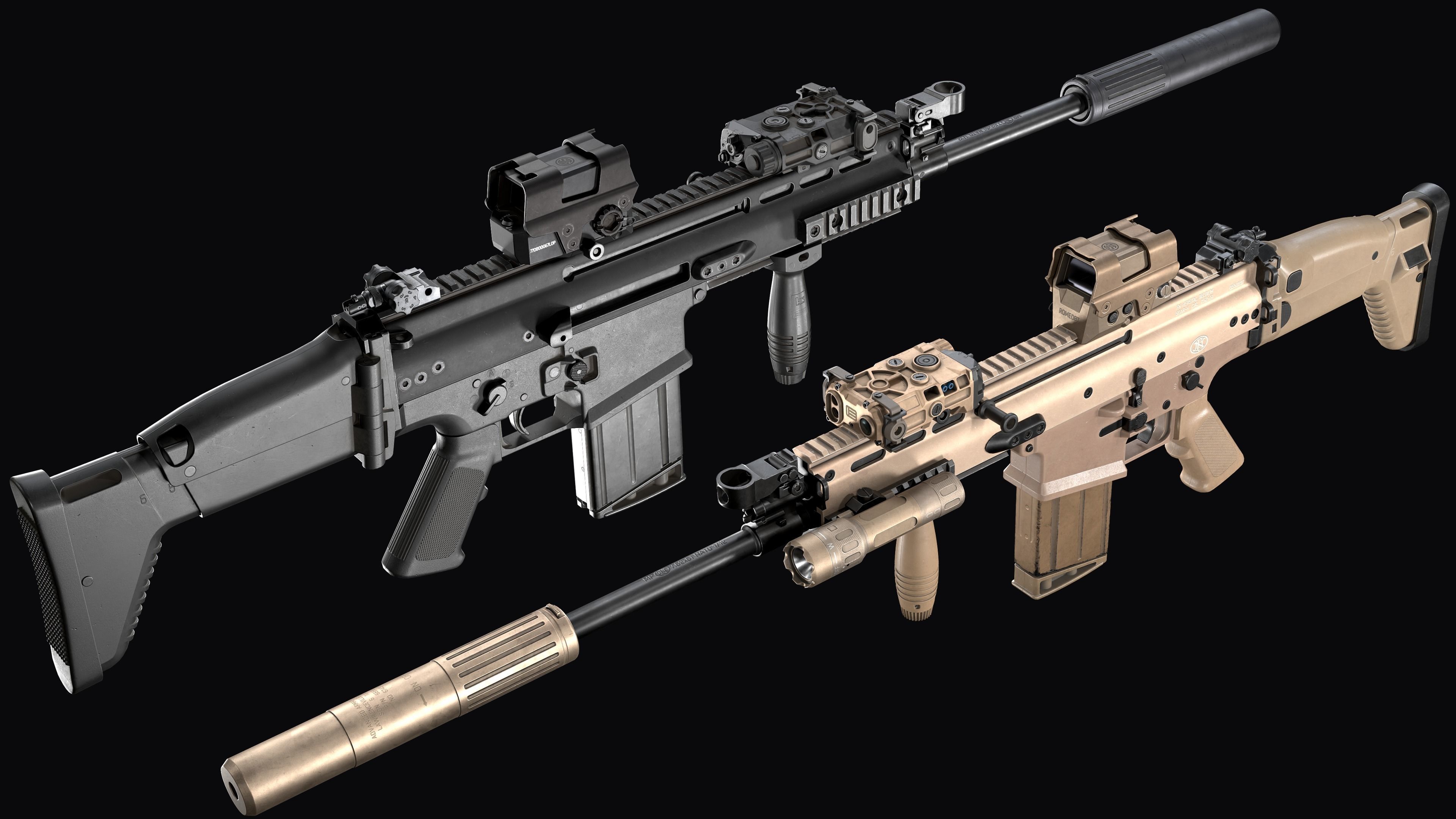 Tactical modular assault rifle FN SCAR-L mk 16 and SCAR-H mk 17 3D Model Collection | CGTrader