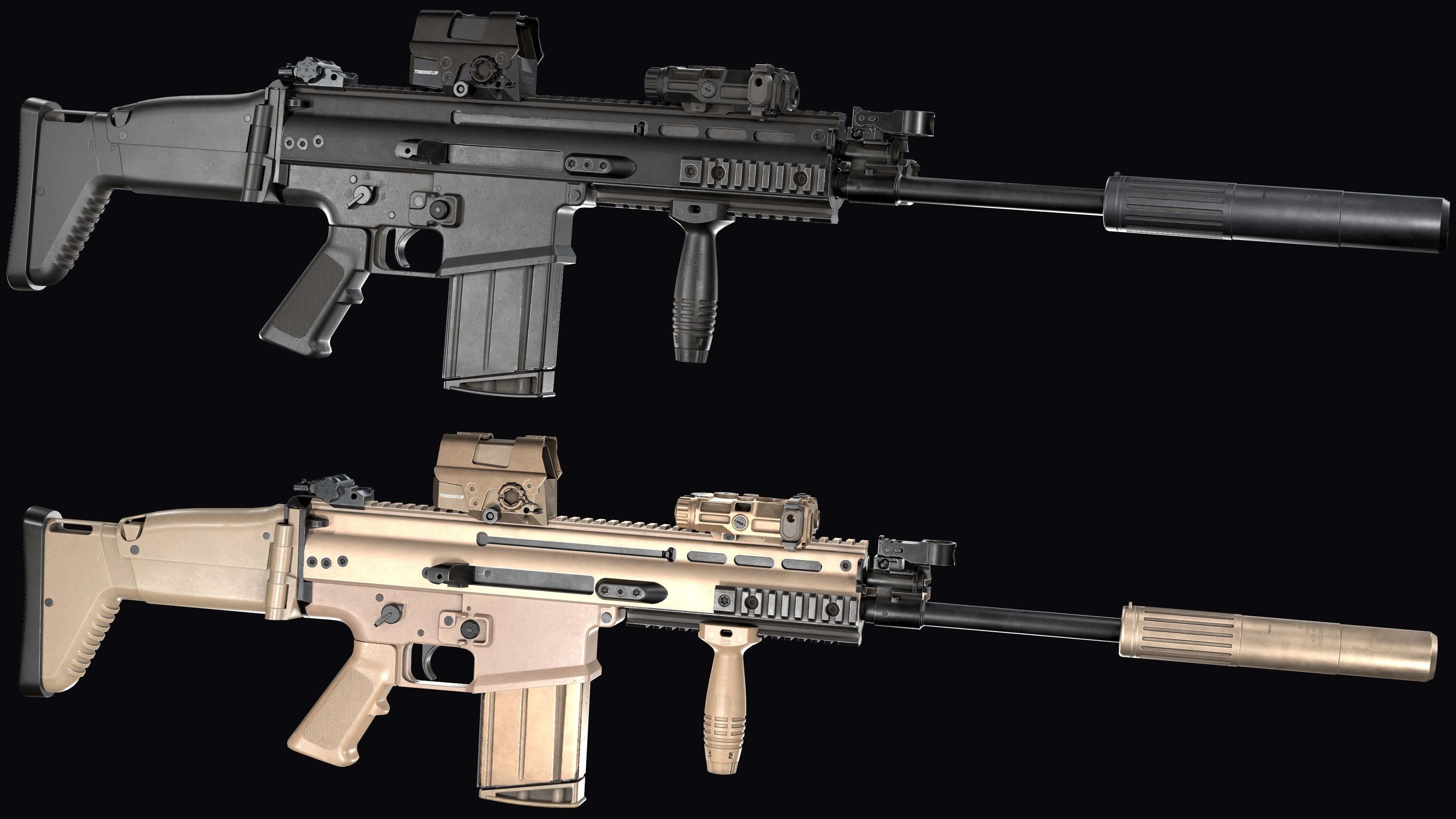 3D Model Collection Tactical modular assault rifle FN SCAR-L mk 16 and ...