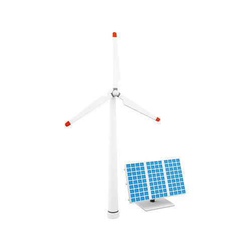 3d solar panels with wind turbines icon 3D model | CGTrader