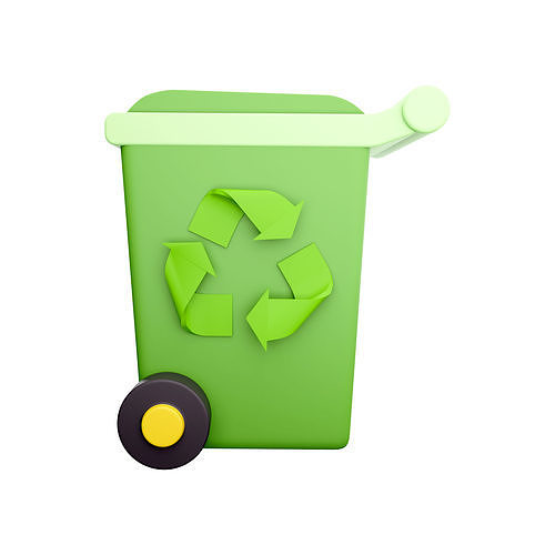 3d paper trash recycling box icon 3D model | CGTrader