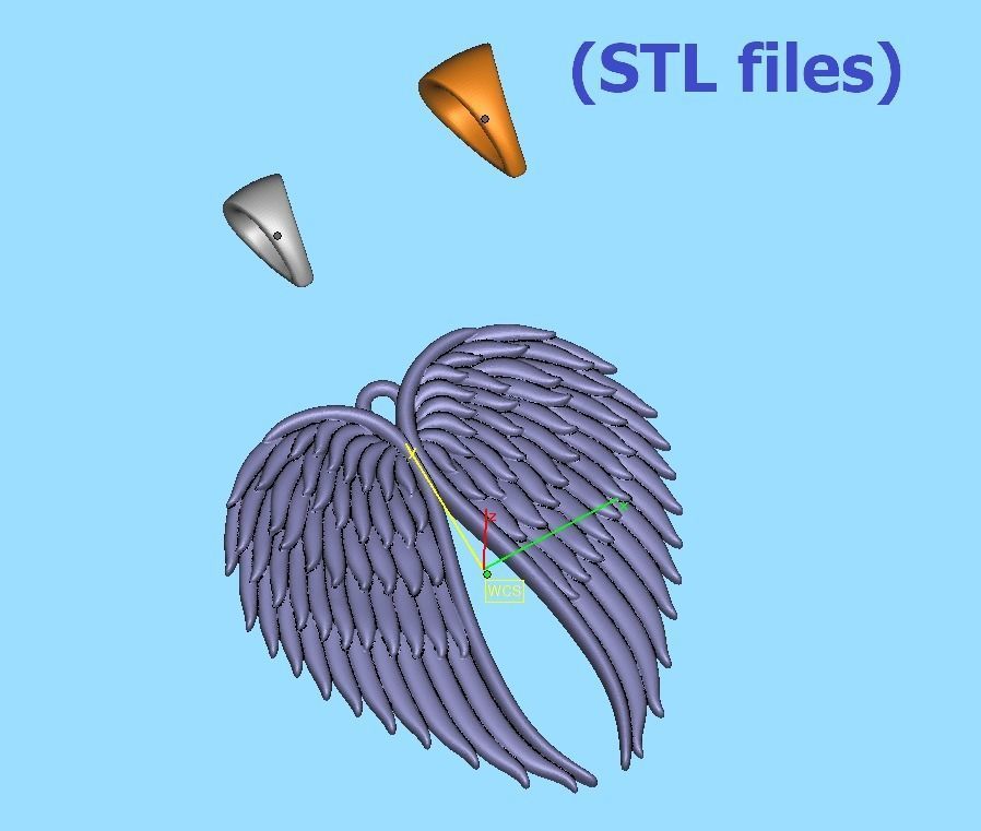 Angel Wings Printable Necklace 3dmodel 30mm length 3D model 3D ...