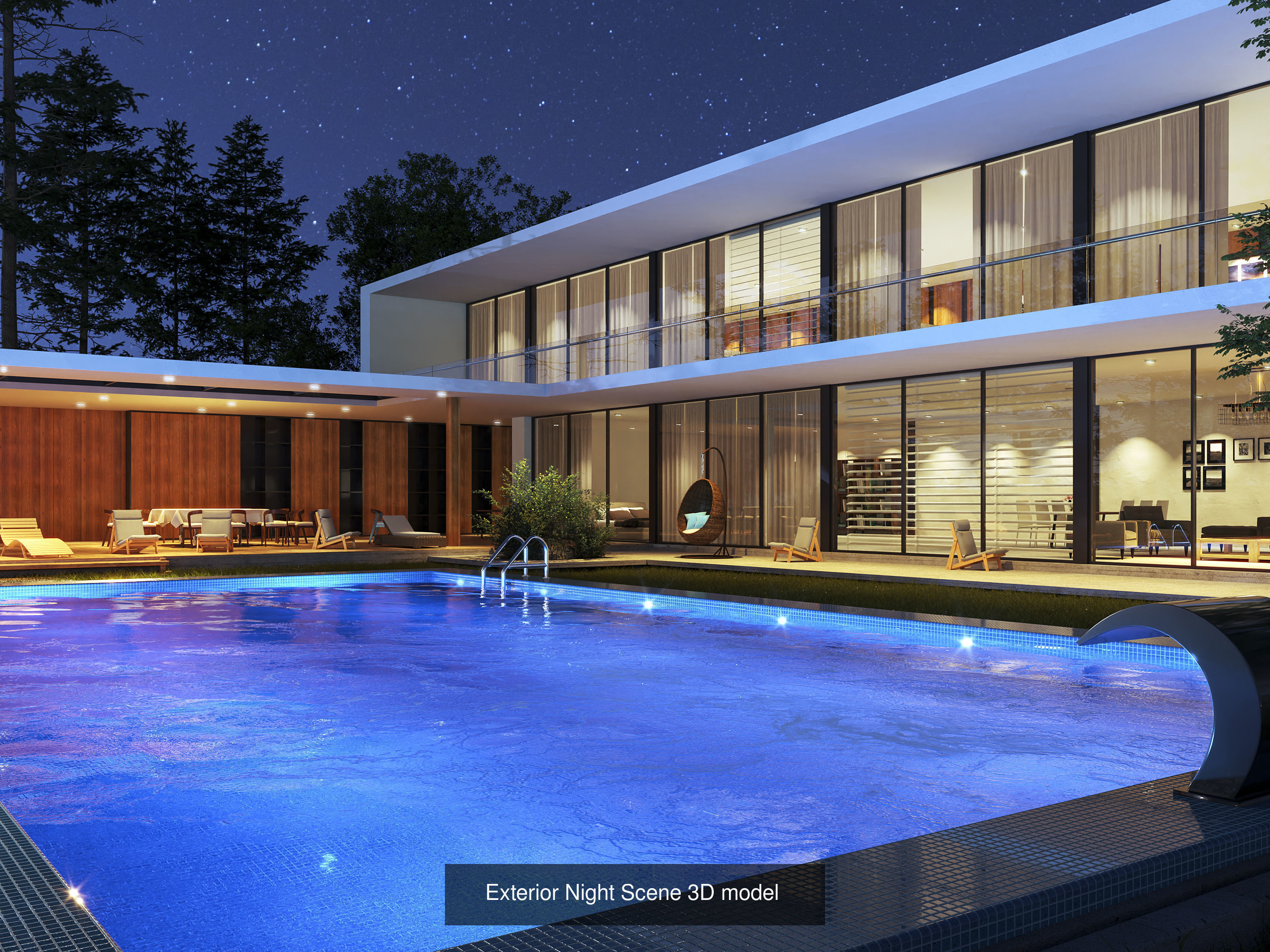 Night render house collection | CGTrader