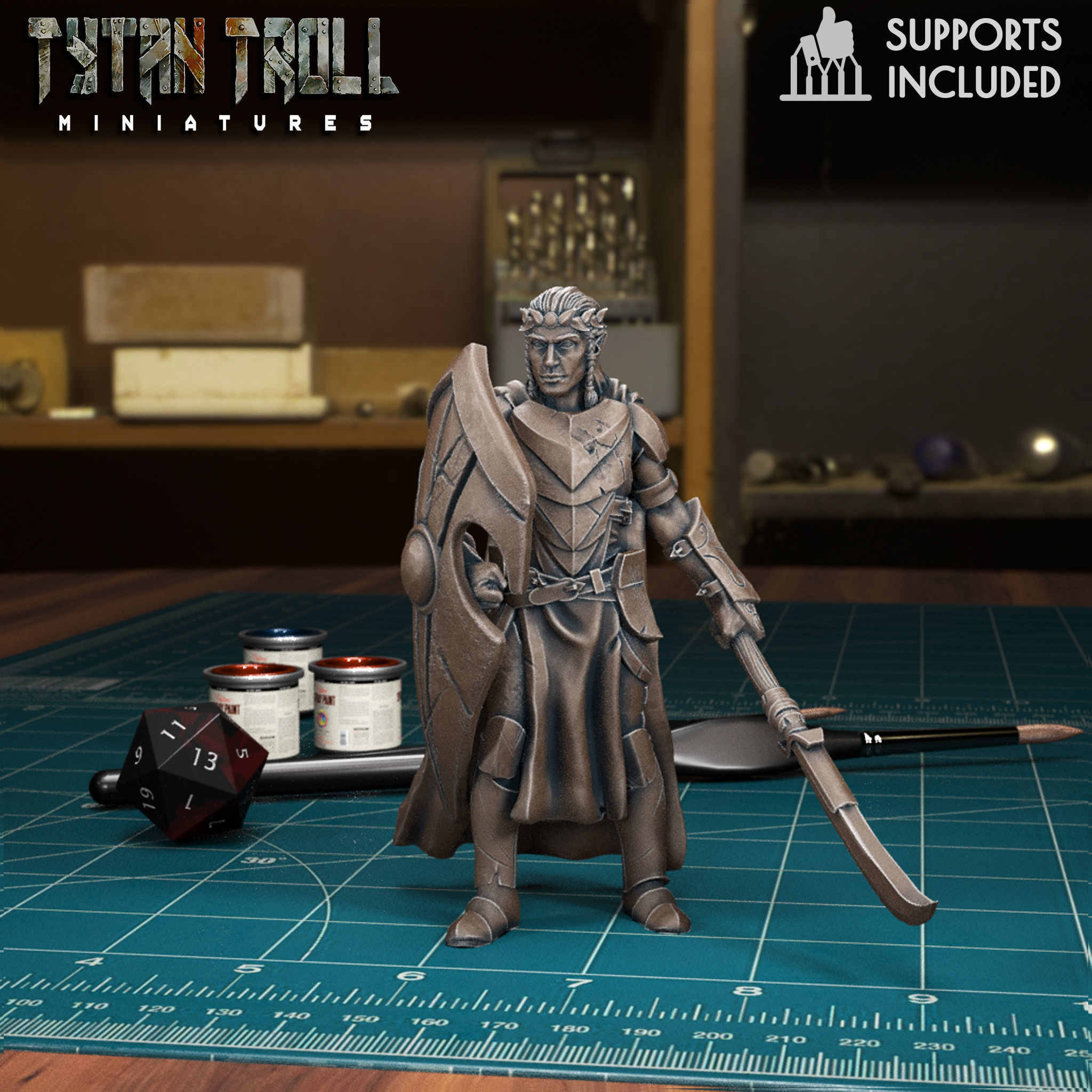 DND Heroes - Male Elf Fighter - Pre-Supported 3D model 3D printable ...