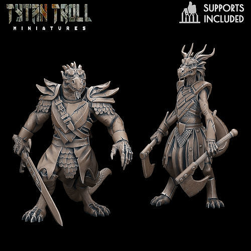 DND Heroes - Dragonborn Fighters - Pre-Supported 3D model 3D printable ...