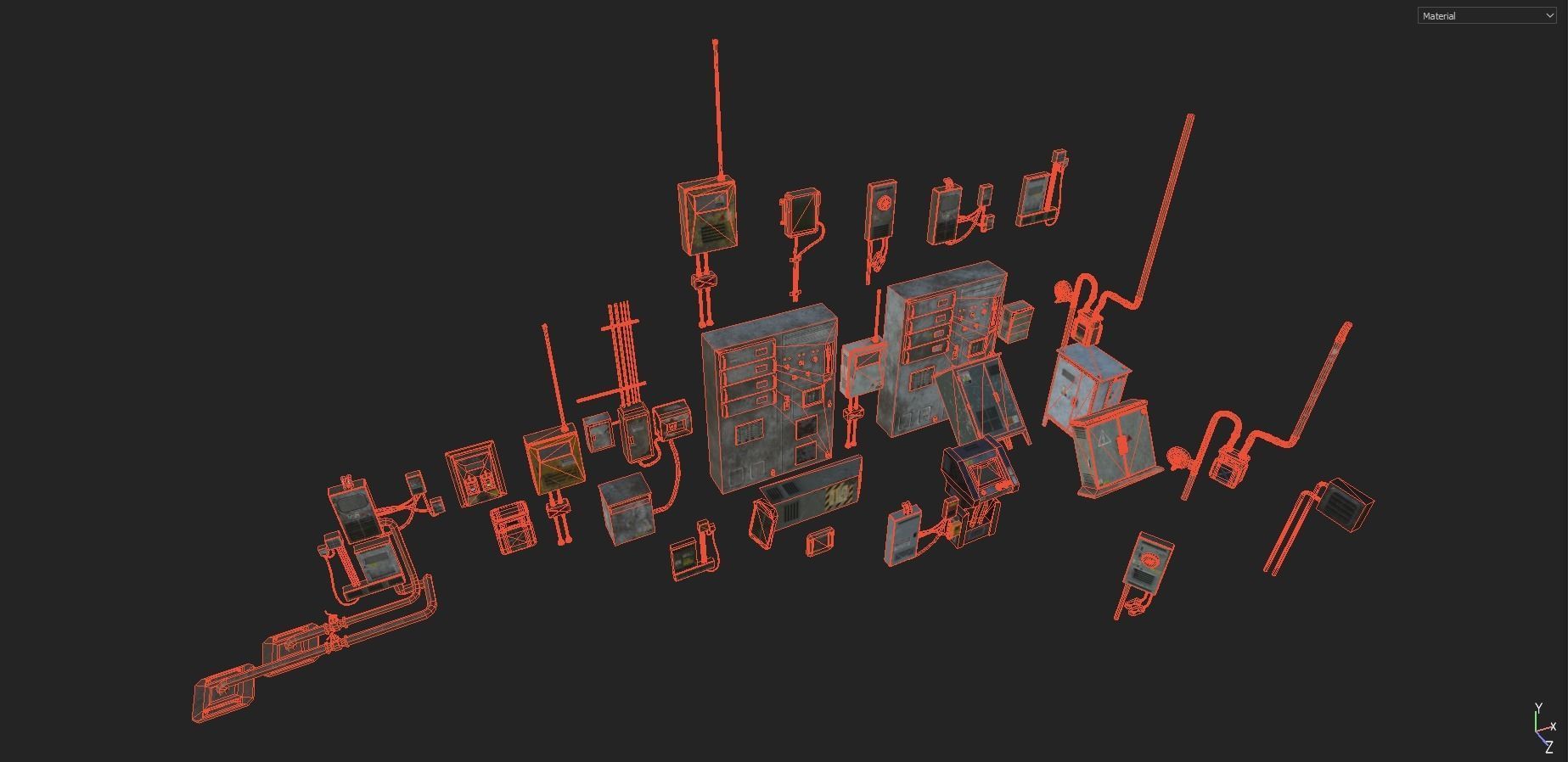 3D model Electrical Panels Prop Pack VR / AR / low-poly | CGTrader