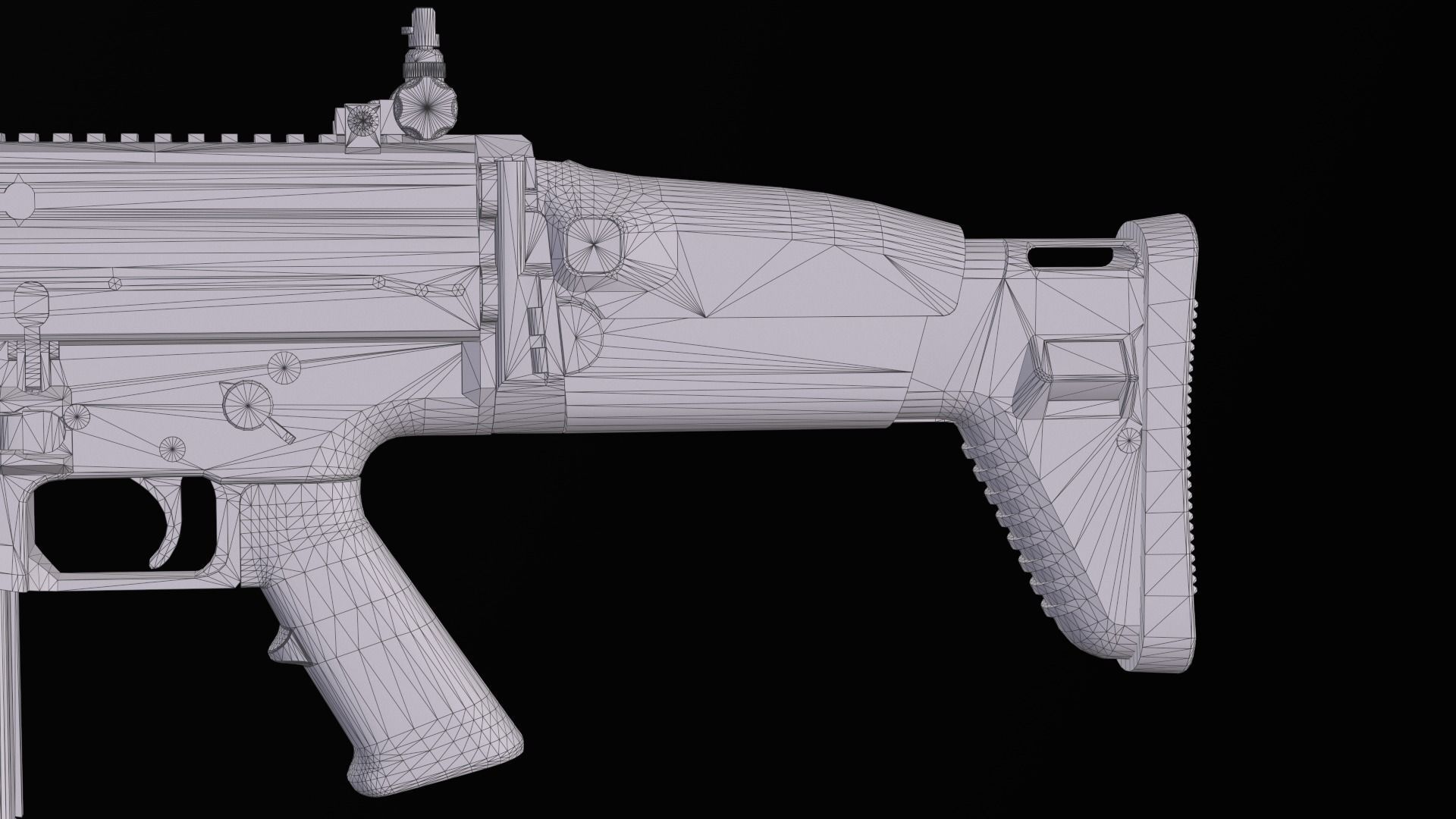 3D model modular assault rifle FN SCAR-H mk 17 VR / AR / low-poly ...