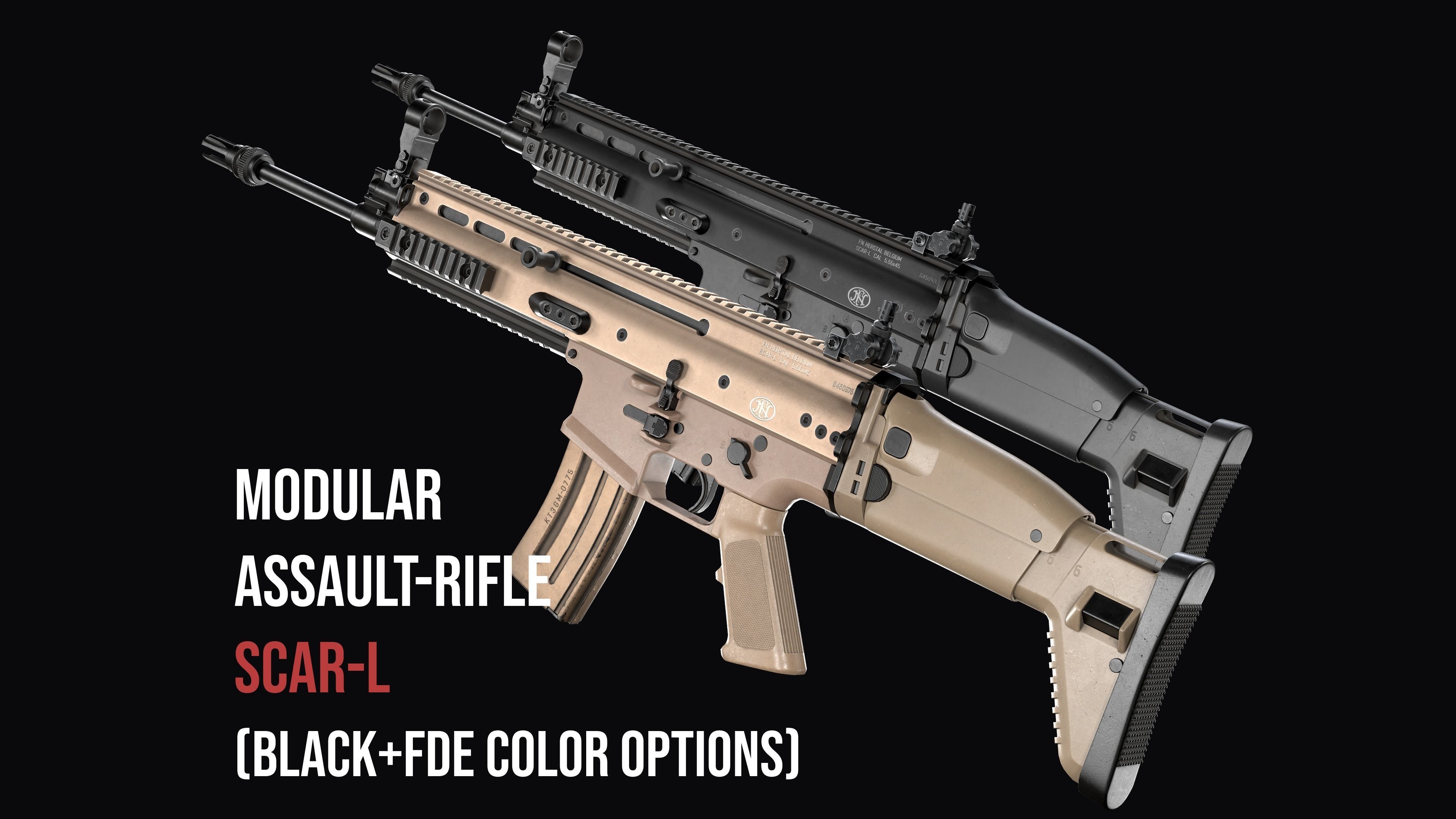 3D model modular assault rifle FN SCAR-L mk 16 VR / AR / low-poly | CGTrader