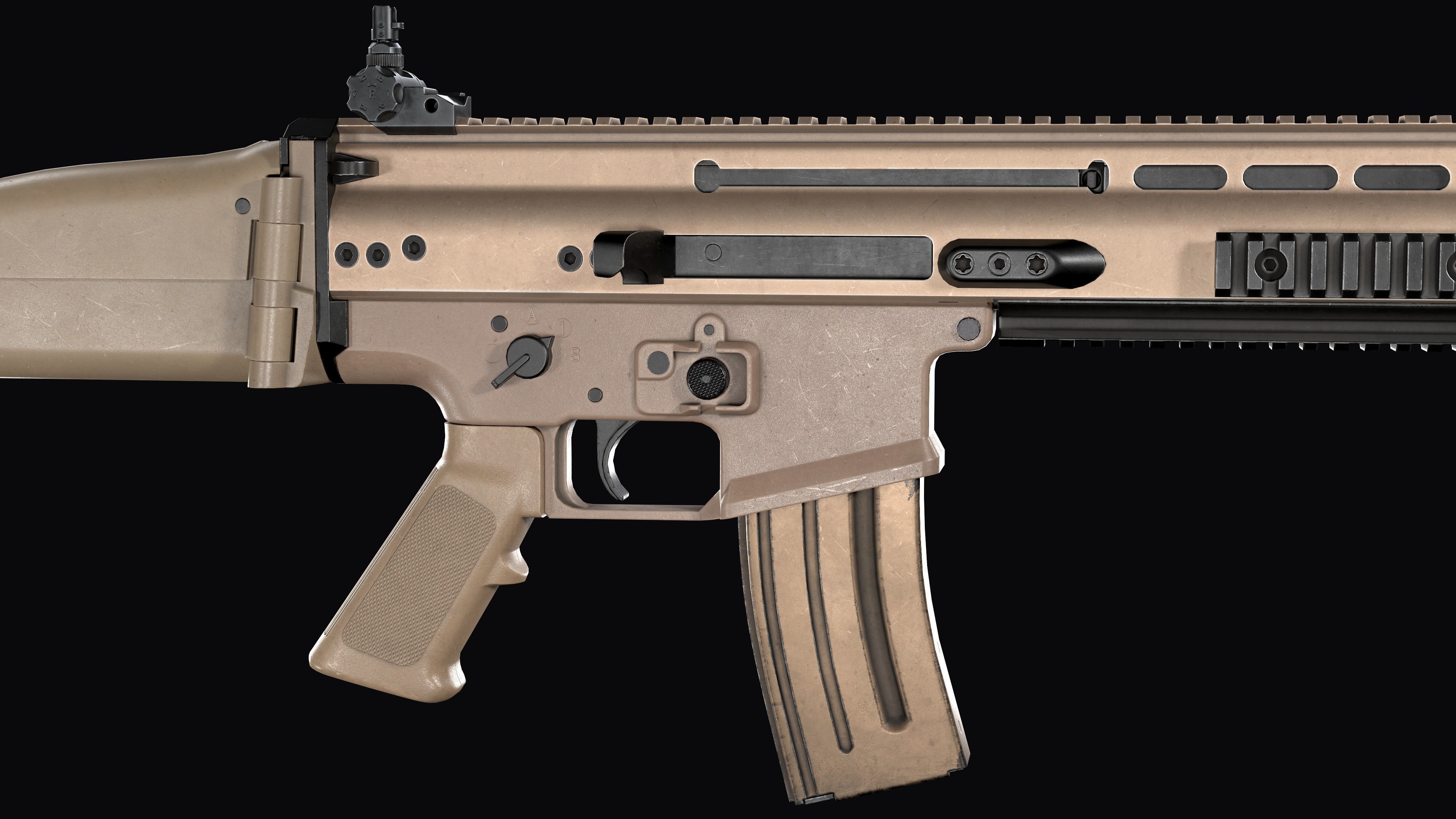 3D model modular assault rifle FN SCAR-L mk 16 VR / AR / low-poly ...