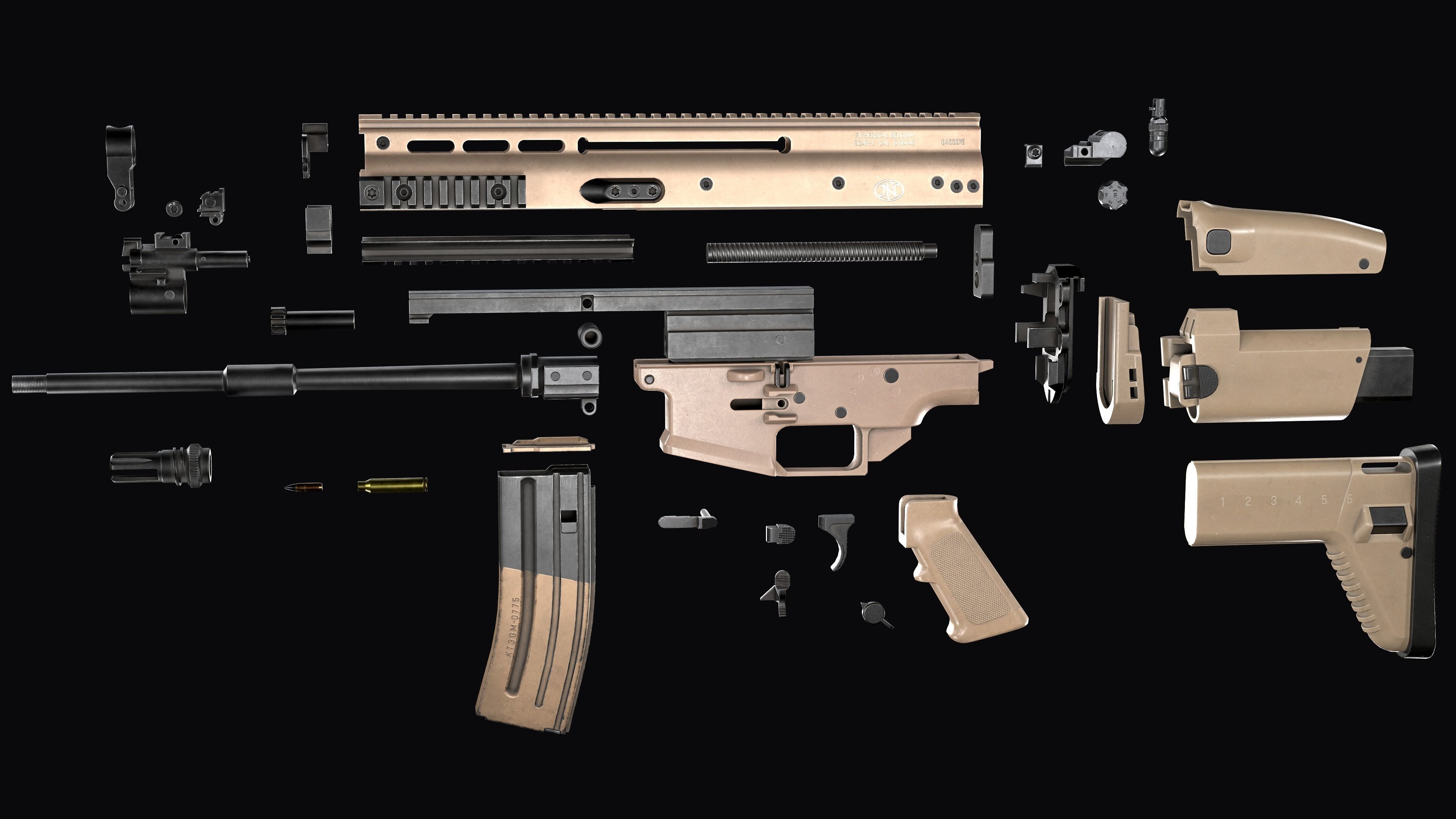 3D model modular assault rifle FN SCAR-L mk 16 VR / AR / low-poly ...