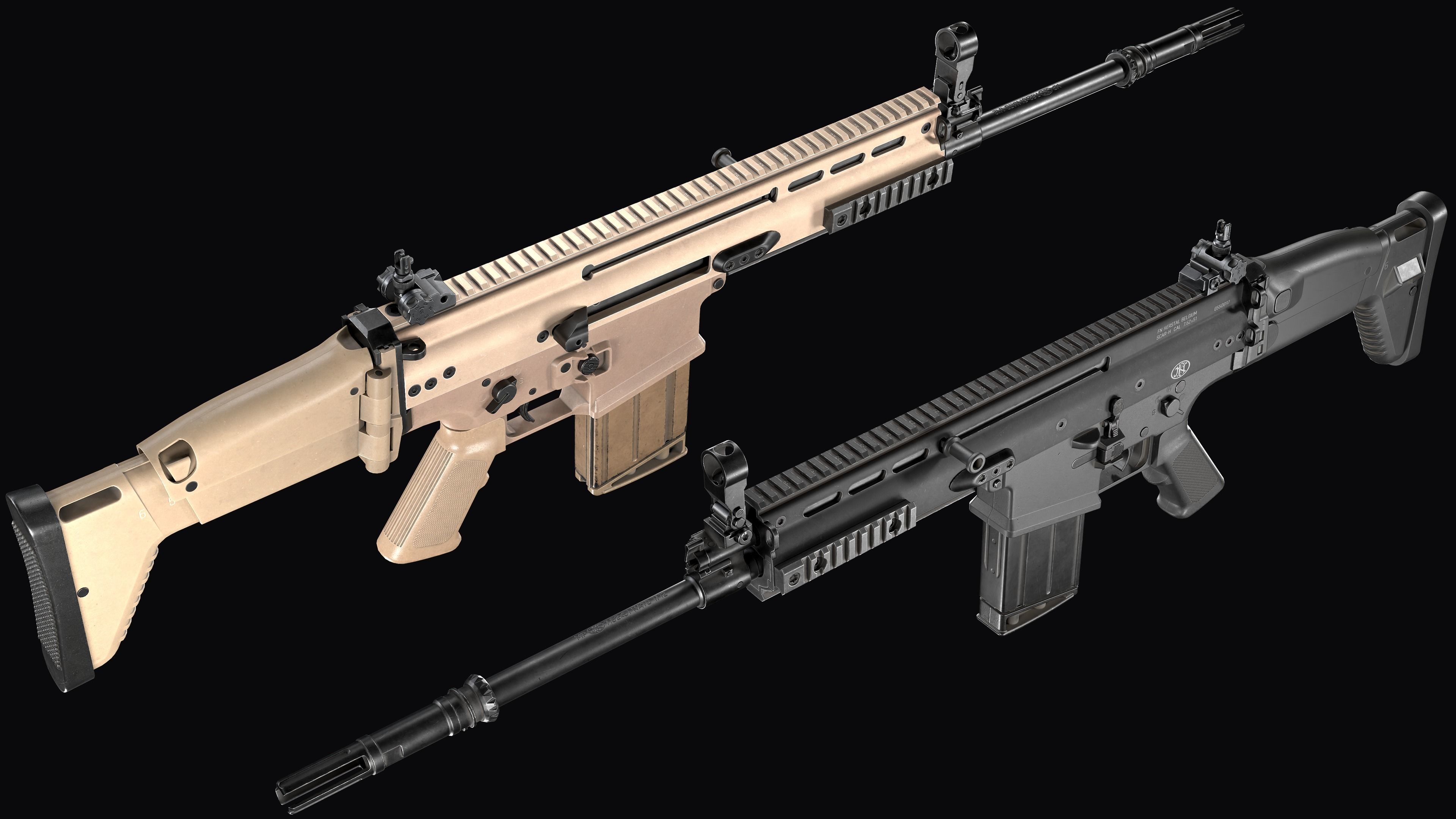 modular assault rifle FN SCAR-L mk 16 and SCAR-H mk 17 3D Model ...