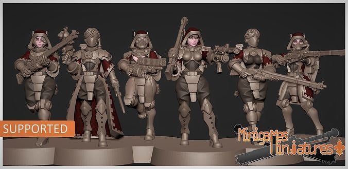 Tech priestess rangers anime figurines 3D model 3D printable | CGTrader