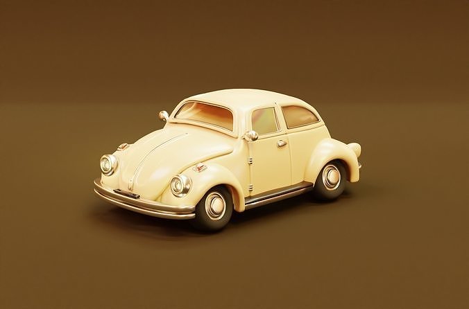 Volkswagen Beetle Retro Car Cute Cartoon Style 3D model | CGTrader