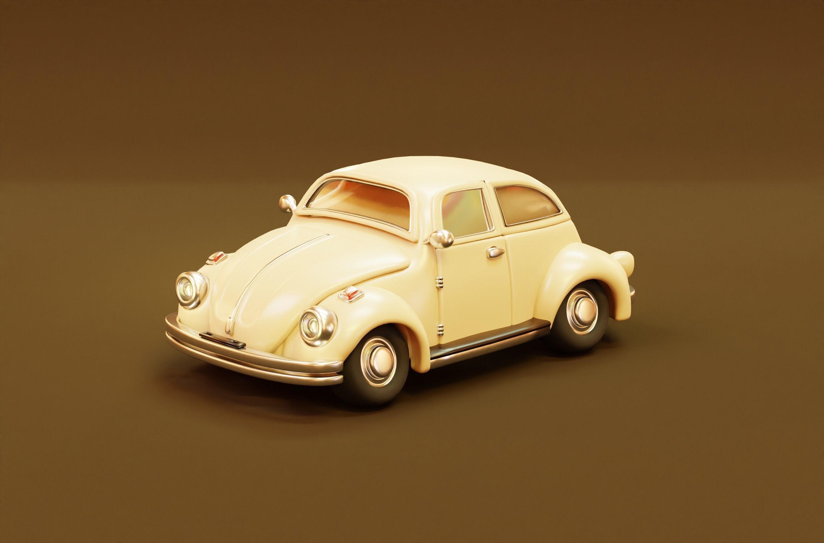 Volkswagen Beetle Retro Car Cute Cartoon Style 3D model | CGTrader
