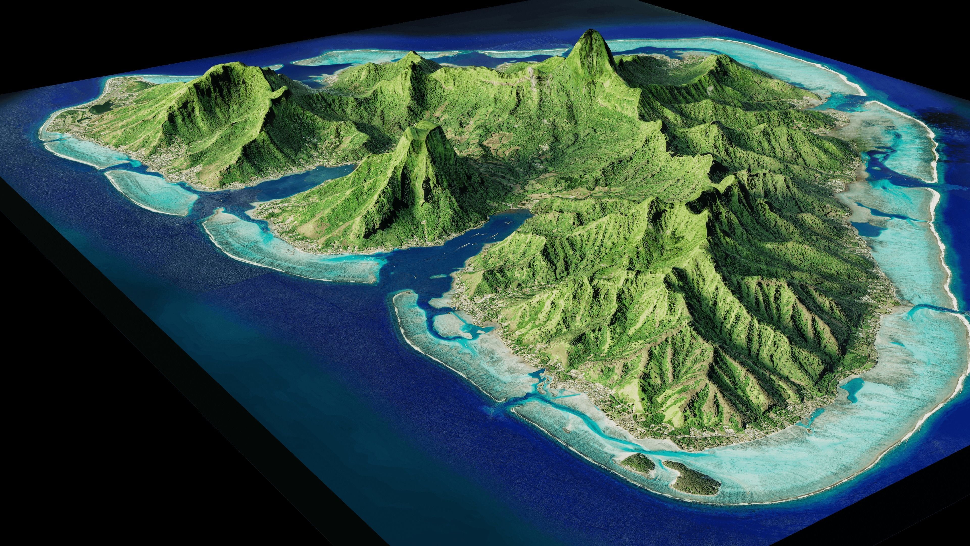 Moorea Island 3D Model Volcanic island 3D model | CGTrader