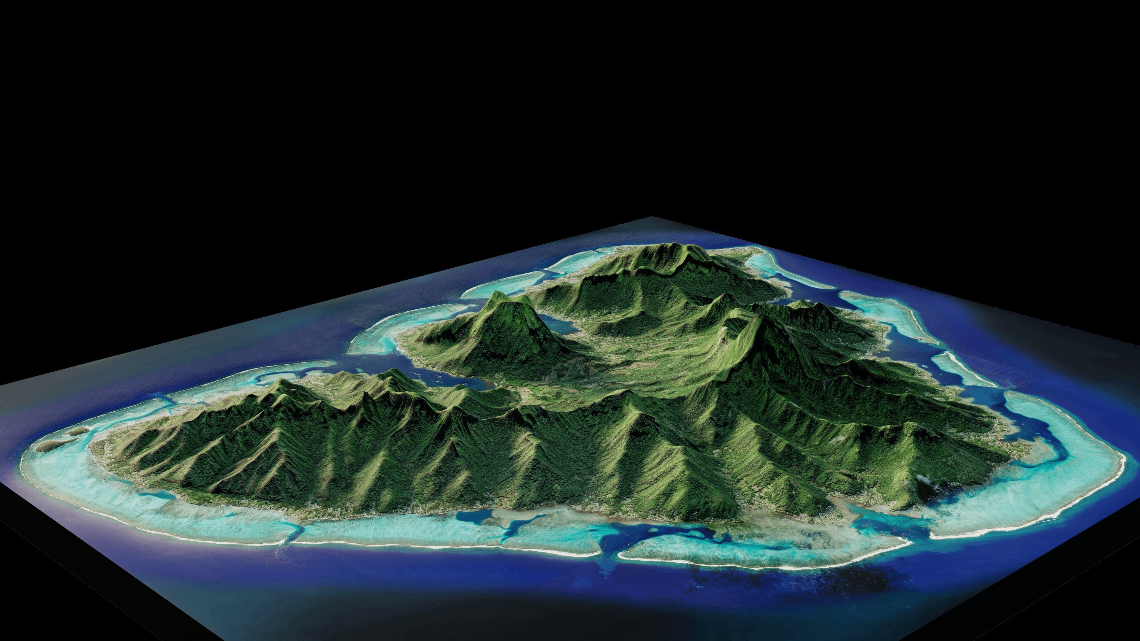 Moorea Island 3D Model Volcanic island 3D model | CGTrader