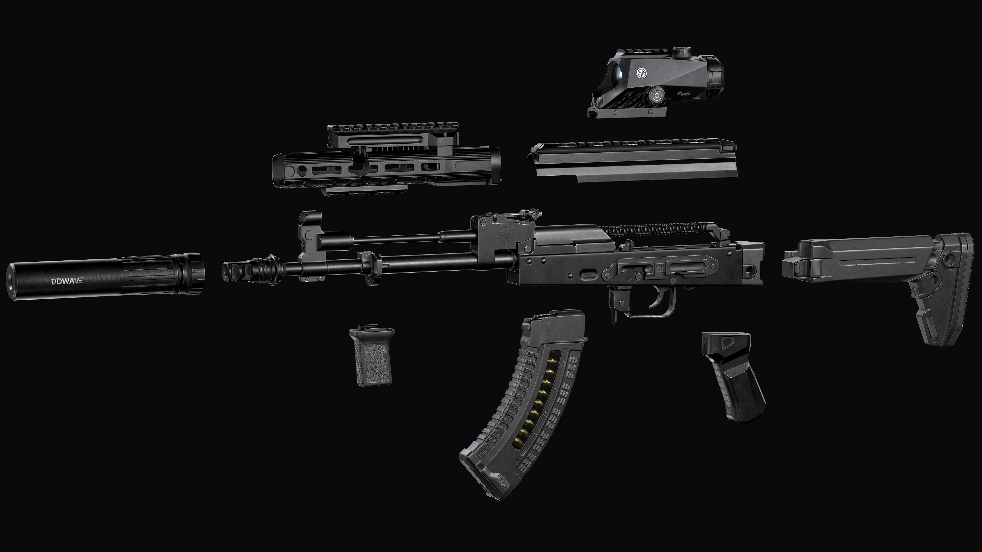 3D model Tactical modular assault rifle Rifle Dynamics 704 AK system VR ...