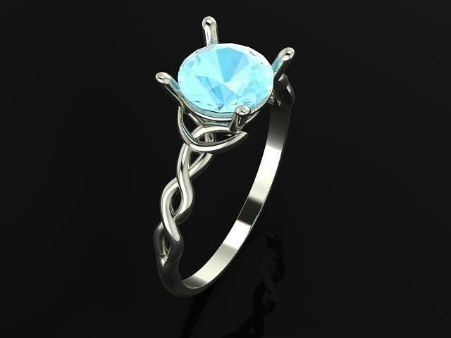 Round Stone Braided Triquet engagement ring 3D model | CGTrader