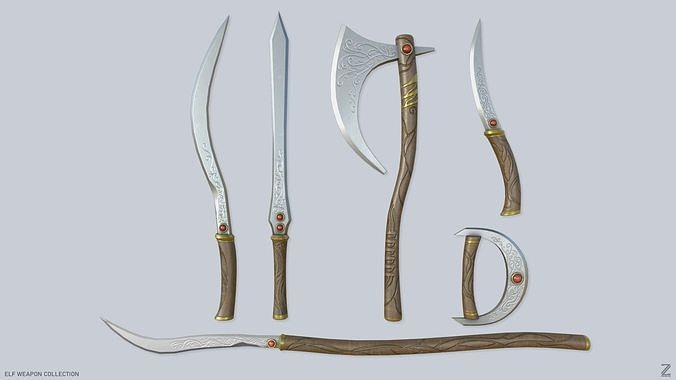 Elf weapon collection VR / AR / low-poly | CGTrader