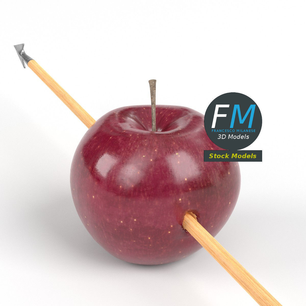 Arrow through apple 3D model | CGTrader
