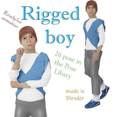 Rigged boy 3D model animated rigged | CGTrader
