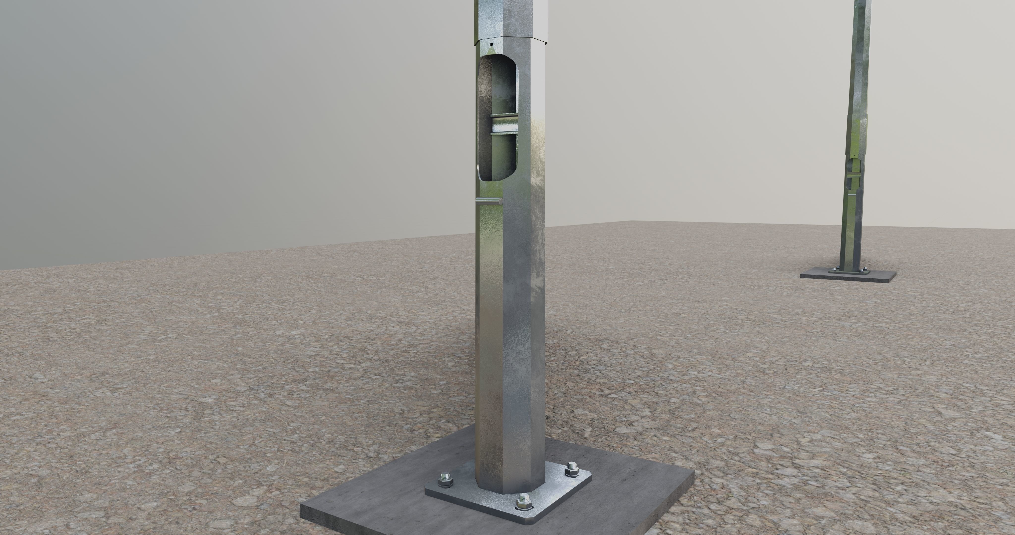 5 Meter Octogonal Lighting Pole -Single Consol 3D model | CGTrader