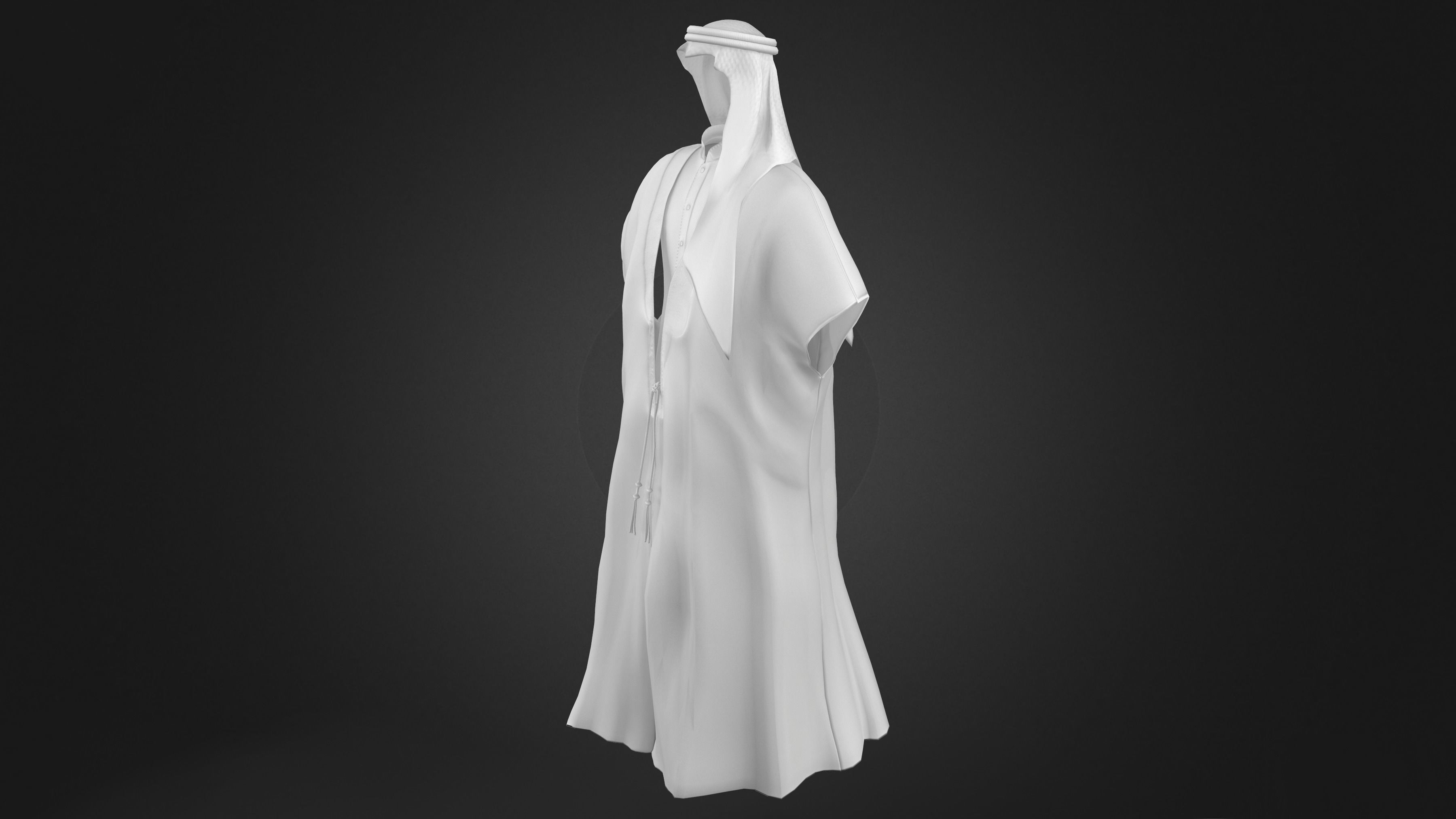 3D model Traditional Arab Male Full Dress And Head Piece VR / AR / low ...