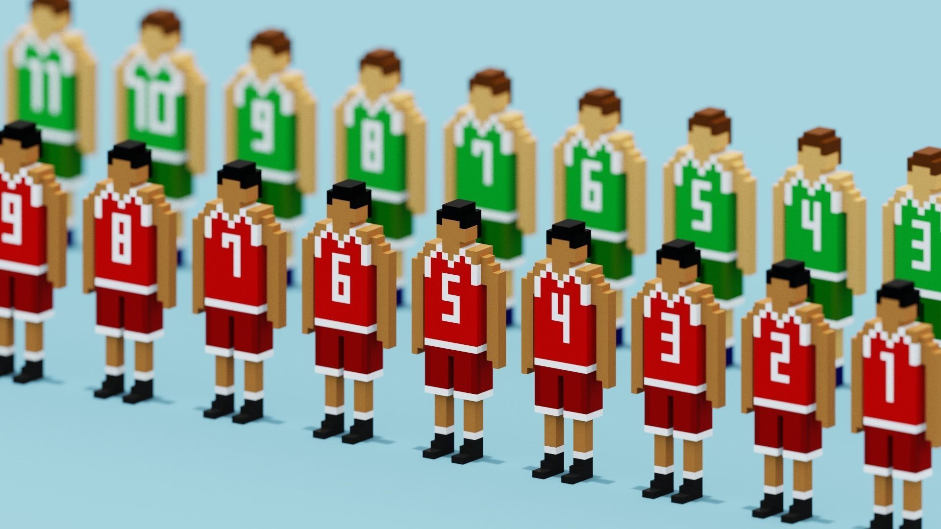 3D model Voxel Basketball Team Players VR / AR / low-poly | CGTrader
