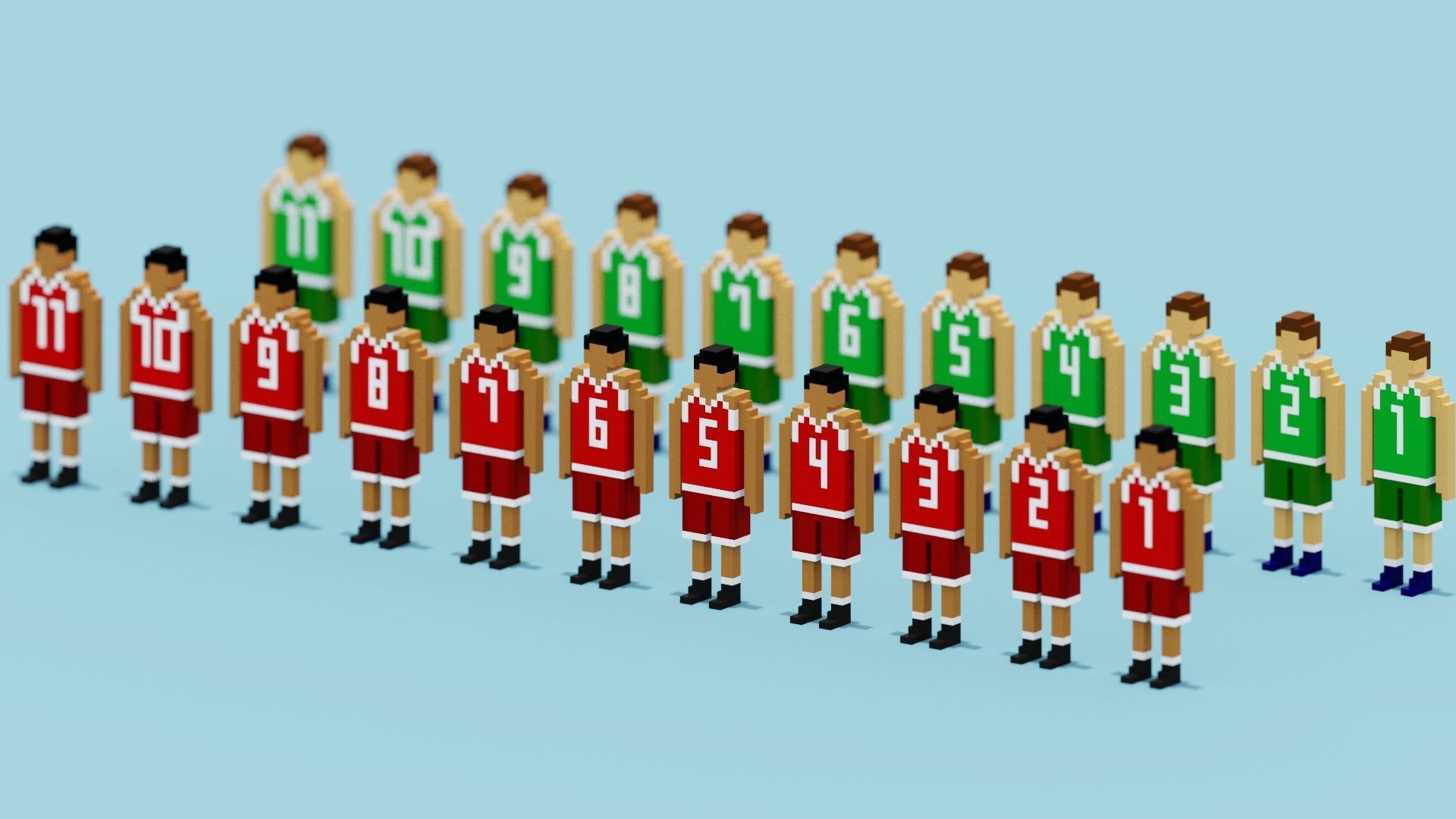 3D model Voxel Basketball Team Players VR / AR / low-poly | CGTrader