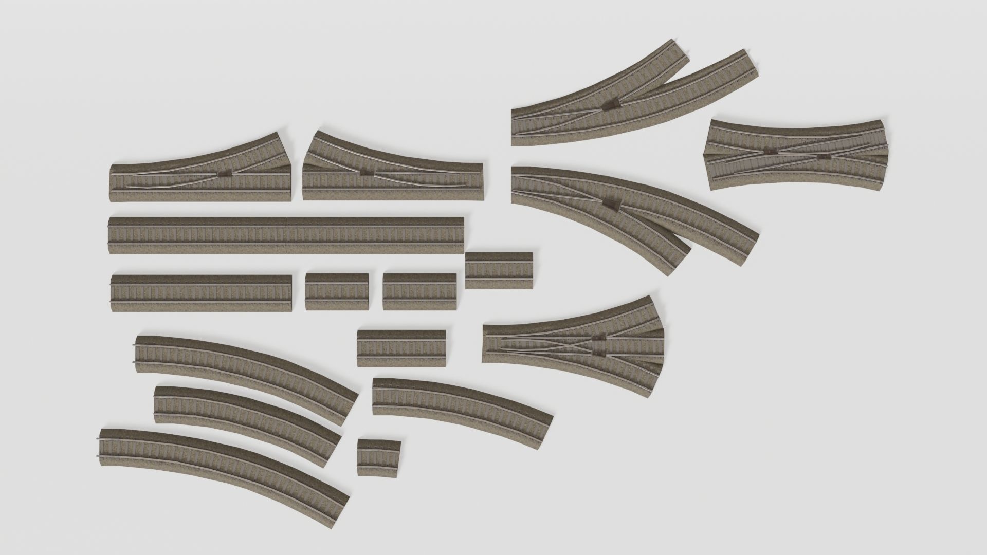 Various railroad track elements 3D model | CGTrader