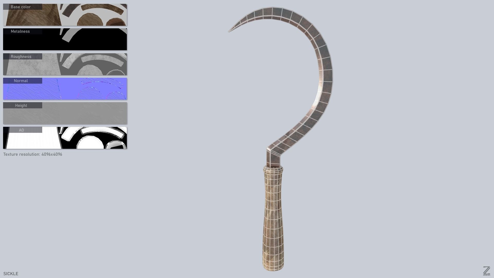 3D model Farm sickle VR / AR / low-poly | CGTrader