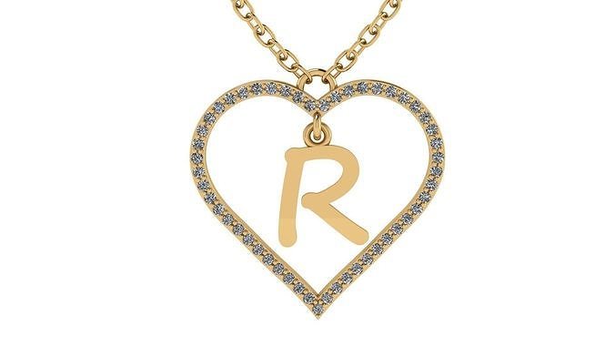 Jewelry Diamond Alphabet Pendant R 3D print model 3D model 3D printable ...