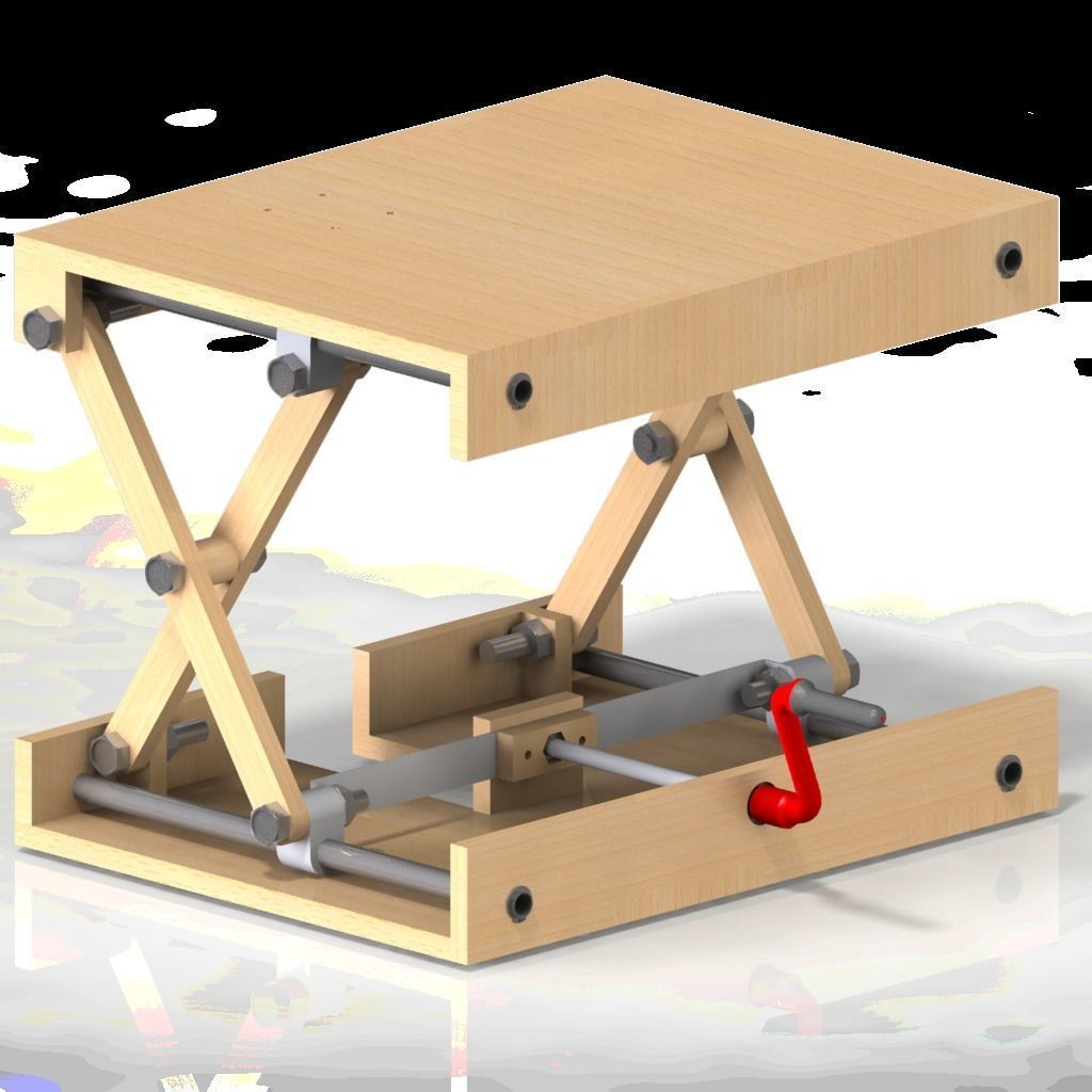 Wooden Scissor Lifting Table 3D model animated rigged | CGTrader