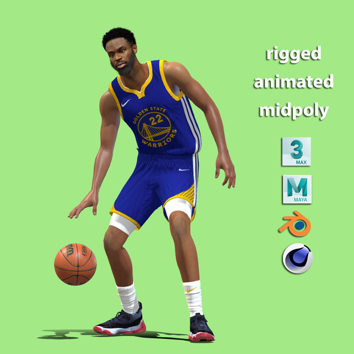 3D Rigged Andrew Wiggins Golden State Warriors NBA 3D model animated rigged | CGTrader
