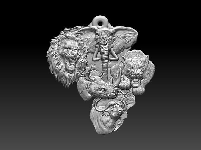 HM Africa s Wild Five Keychain 3D model 3D printable | CGTrader