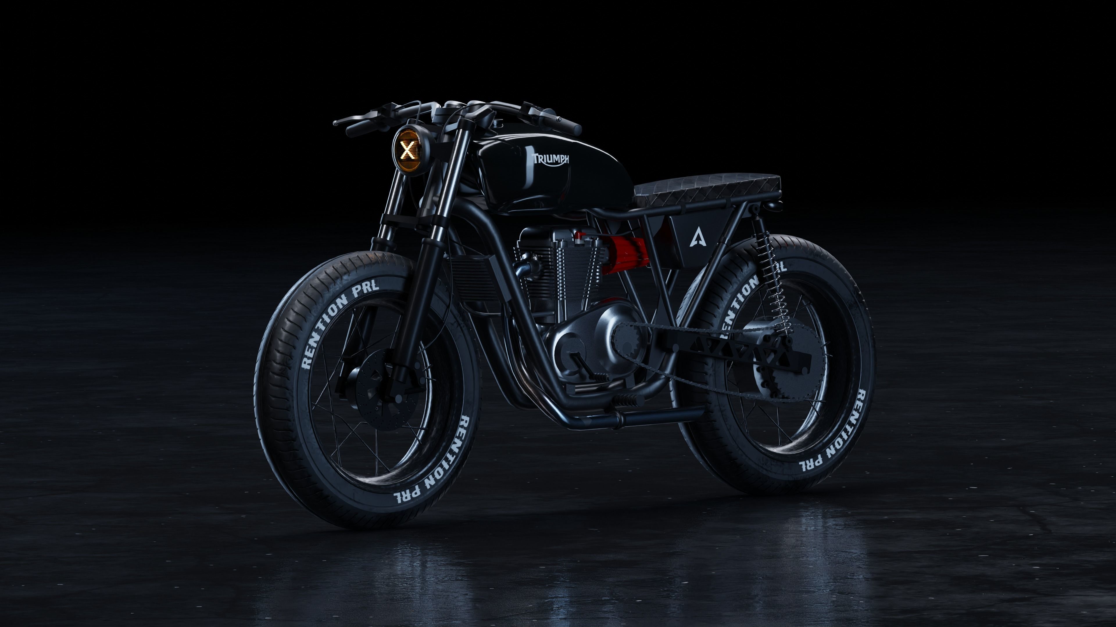 Custom Triumph Cafe Racer 3D Blender File And FBX OBJ MTL 3D model | CGTrader