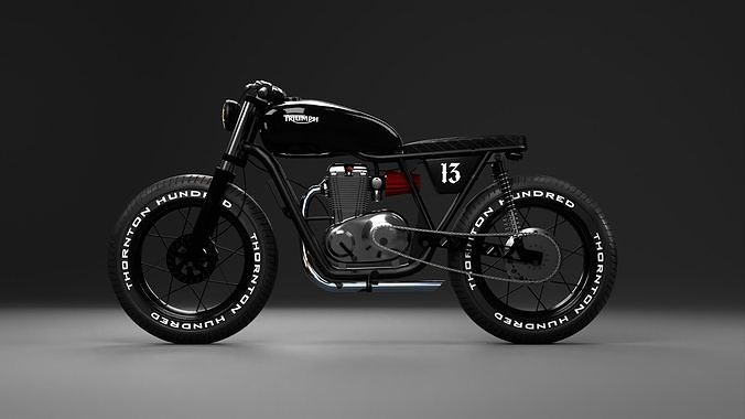 Custom Triumph Cafe Racer 3D Blender File And FBX OBJ MTL 3D model ...