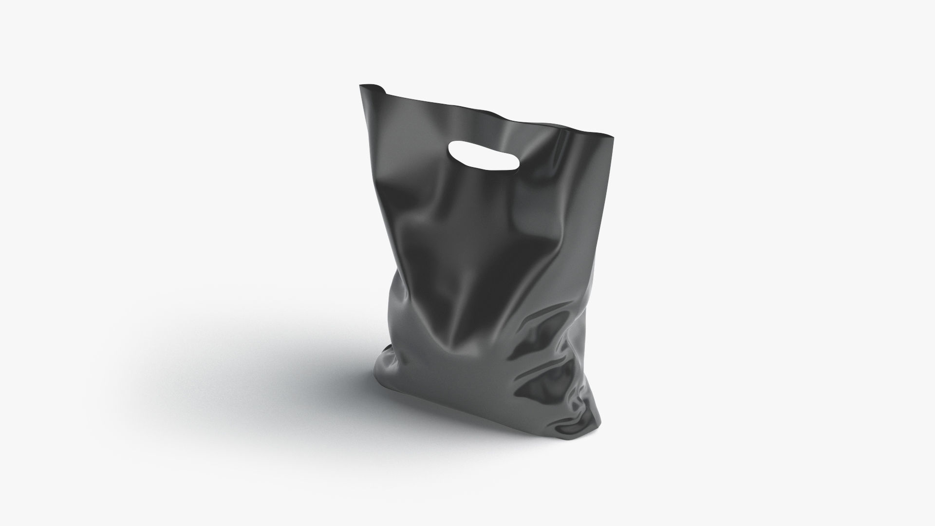 3D model Black Die-cut Plastic Bag - handle packet stand VR / AR / low ...