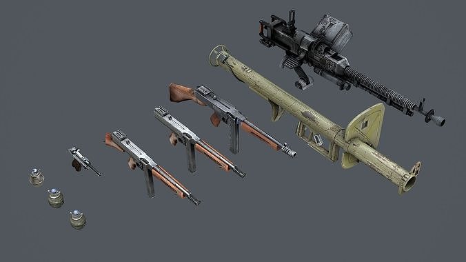 3D model WWII Weapon Pack VR / AR / low-poly | CGTrader