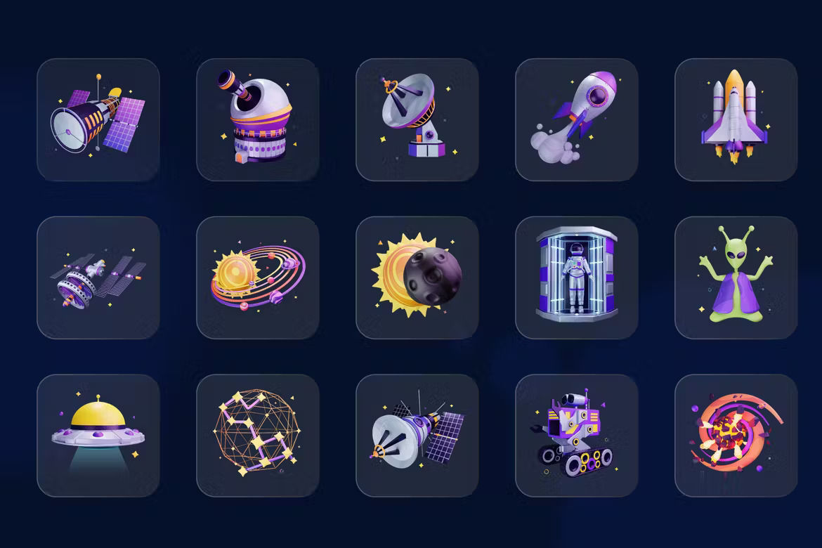 3D Space Icons 3D model | CGTrader