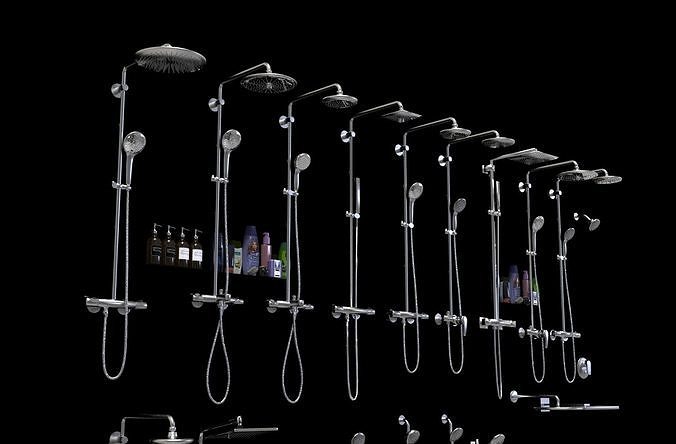 3D model shower set collection bathroom 3D model | CGTrader